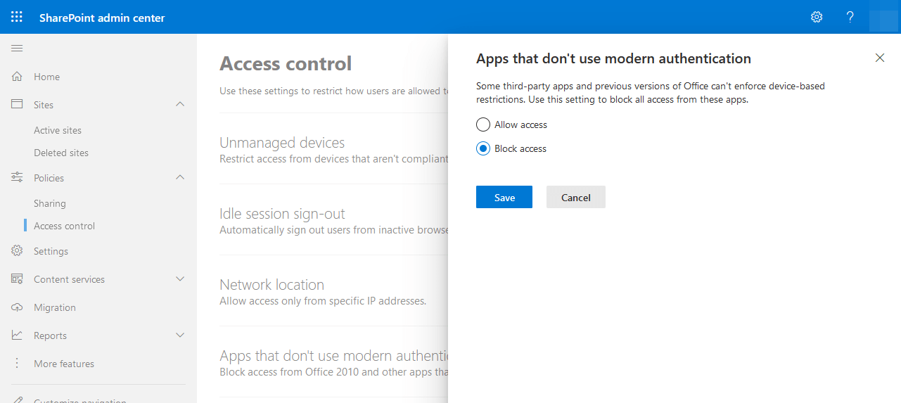 Enable Modern Authentication in Sharepoint Online - Purple Notes